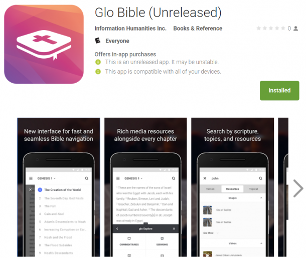 Pre-release Glo Bible Available for Android - Bible Buying Guide