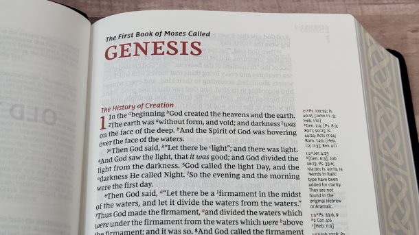 NKJV Single Column Reference Bible in Blue Genuine Leather - Bible ...