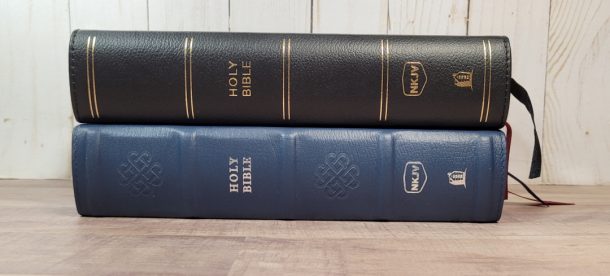 NKJV Single Column Reference Bible in Blue Genuine Leather - Bible ...